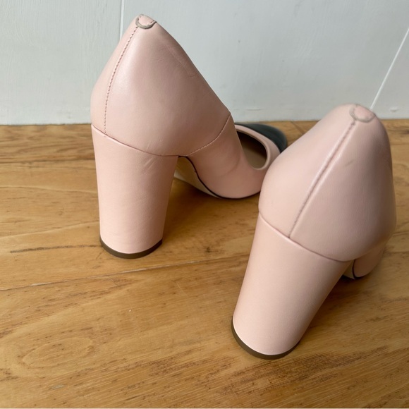 J. Crew | Shoes | J Crew Lena Blush Leather Heeled Pump 7 Black Patent ...
